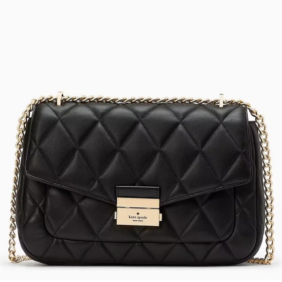 kate spade | Bags | Kate Spade Carey Medium Flap Shoulder Bag Black ...